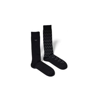 Emporio Armani Homme, Sous-vêtements, Noir, Taille: ONE Size Eagle Logo Crew Socks 2 Pack