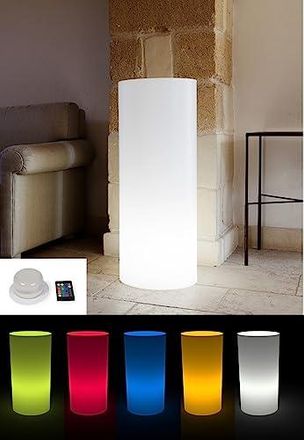 KLORIS Zylindersäule Höhe 40 cm Durchmesser 35 cm RGB Solar-Ladebeleuchtung und Fernbedienung