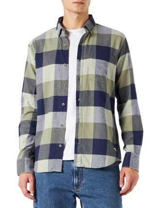 Armor Lux Herren Langarm, Figurbetonter Kragen Klassisches Hemd, Pixel Military Karo, XXL