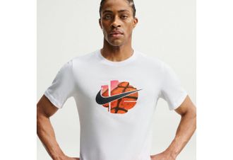 Nike T-Shirt Nike Mens Basketball T-Shirt mit Rundhalsausschnitt, aus Baumwolle, normale L&auml;nge