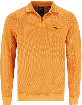 Hajo Sweatshirt Herren Sweatshirt mit Troyer Kragen (1-tlg) Baumwolle