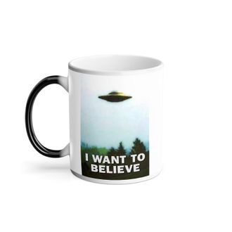 Fabulous Thermoreagierende Tasse I Want To Believe Alien UFO, 325 ml