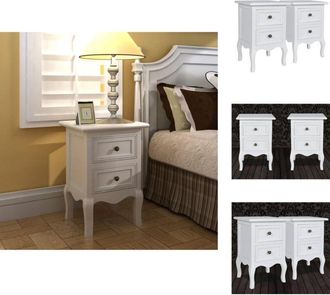 vidaXL Nachttische 2 Stk. mit 2 Schubladen mdf Wei&szlig; - Vintage Nachttisch - Schreibtischlampe - Nachttischset - Wohnzimmer Deko - Schlafzimmereinrichtung