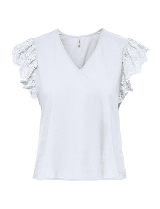Only Onllou Life Emb S/S Frill Top WVN