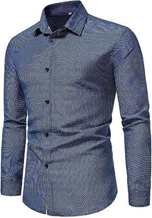 Generic Chemise de travail pour homme - Coupe droite - Chemise de costume avec bouton Down - Chemise de loisirs avec col rabattu - Chemise daffaires facile de