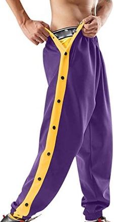 Generic Pantalon De Survêtement À Bouton-Pression Latéral pour Homme Pantalon Boutonné À Ouverture Latérale Grande Taille pour Hommes Pantalon De Jogging pour