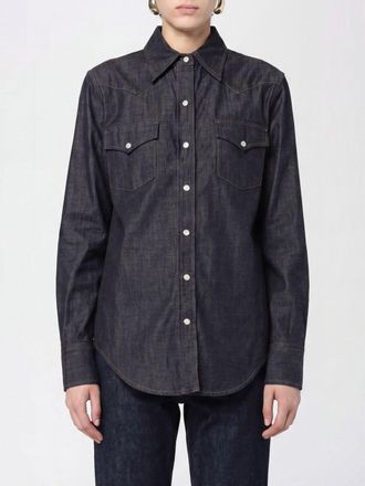 A.P.C. A. P.C. Chemise en denim de coton bio avec poches plaqu&eacute;es