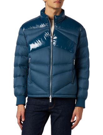 A|X Armani Exchange Mens Real, Long Sleeves, Glossy Inserts, Soft Touch Down Vest, Legion Blue, Medium