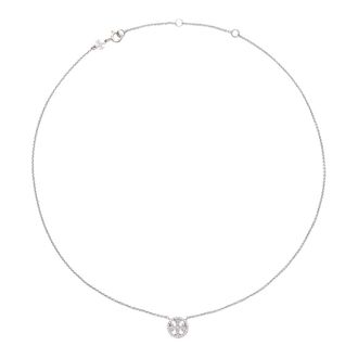 Tory Burch Collier pendentif Icon Pav&eacute; - Femme - Accessoires - Blanc - Taille: ONE Size