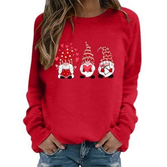 Generic Sweat-shirt de Saint-Valentin 2026 pour femmes, sweatshirts de Saint-Valentin &agrave; manches longues et col rond, pull tendance graphique, Rouge, XL