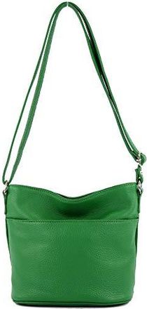 modamoda.de Modamoda de T198 - Fabriqué en Italie Sac bandoulière en cuir, Vert feuille, Small