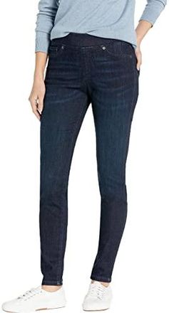 Amazon Essentials Jegging Facile à Enfiler Extensible Taille Mi-Haute - couleurs abandonnées Femme, Délavé Foncé, 48 Grande longueur