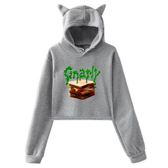Generic Katseye Gnarly Merch Sweat à capuche avec oreilles de chat et manches longues pour femme, gris, XXL