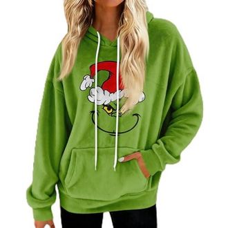 Generic Le Grinch Sweat A Capuche Femme Polaire Hiver Vêtements The Femmes De Plaid 2025 Sweet Noel Pyjama Pull Christmas Vetement Pilou Deguisement Moche Swe