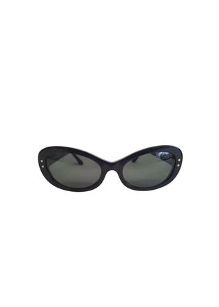 Cutler and Gross Black acetate oval sunglasses