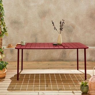 Sweeek Table de jardin m&eacute;tal 6-8 places. terre de sienne. Amelia. 160x90x72.5cm