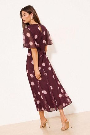 Lipsy Midikleid Lipsy Lang&auml;rmeliges, getupftes Midikleid (1-tlg)