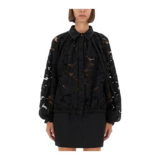 Patou Bluse mit &uuml;bertriebenem Kragen und Knopfleiste - - Blouses & Shirts - Damen - Schwarzk - S
