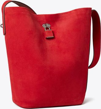 Tory Burch Damen Suede Slim Bucket Bag