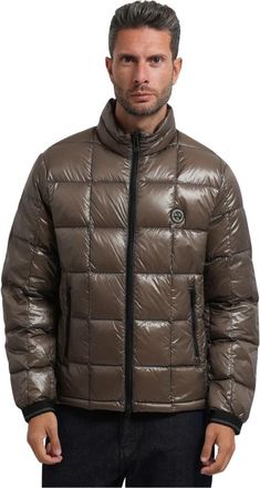 A|X Armani Exchange Gl&auml;nzende Stehkragen-Daunenjacke - - Jackets - Herren - Braun - L