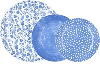 Bidasoa Aquilea Porzellangeschirr, 18-teilig, f&uuml;r 6 Personen, Blau