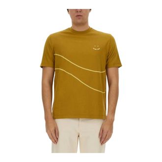 Paul Smith T-shirt &agrave; col rond avec logo - Homme - Tops - Brun - Taille: M