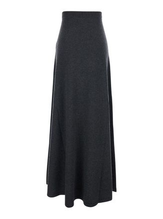 Balenciaga Womens Grey Flared Skirt With Pleated Details Wool