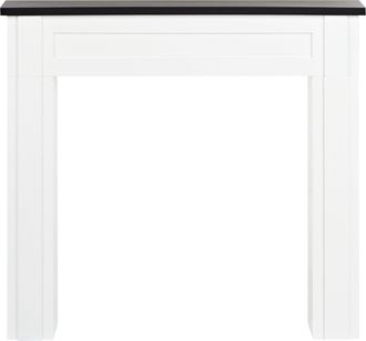 Beliani Deko-Kaminumrandung wei&szlig; / schwarz 110x100 cm Kaminattrappe Kaminkonsole Baudin