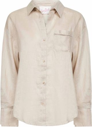 MC2 Saint Barth Femme, Blouses et Chemises, Beige, Taille: 42 FR Linen sb holed 11 emb