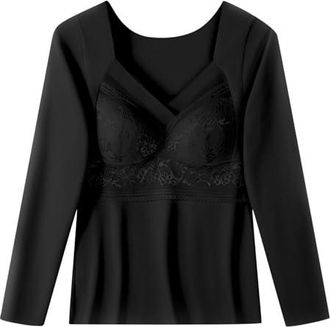 Generic sous Pull Femme Haut Thermique Femme sous Pull Thermique Femme Doux Glamour Blouse Noire &Eacute;l&eacute;gante en Similicuir Manches Longues Col Montant Look Fashi