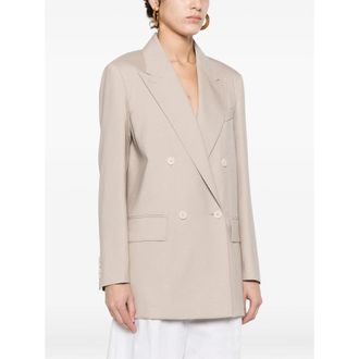 Max Mara Womens Double-Breasted Jacket Mitico Beige Neutrals Virgin Wool Fitted