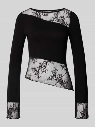 Noisy May Langarmshirt mit asymmetrischem Spitzenbesatz