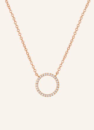 Leaf Halskette Circle Aus 18 Karat Ros&eacute;gold Mit Diamanten rosegold
