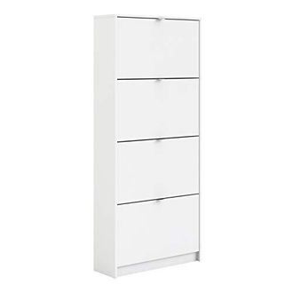 Tvilum Schuhschrank mit vier T&uuml;ren mit doppelter Tiefe, Farbe Wei&szlig;, 70,3 x 162 x 24,05 cm