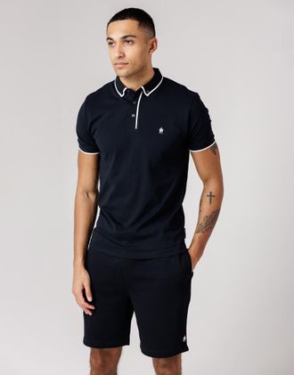 French Connection Ensemble short et polo en piqu&eacute; de coton - Bleu marine