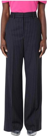 Msgm Msgm, Femme, Pantalons, Bleu, Taille: 36 FR Wide Leg Pinstripe Pantalons