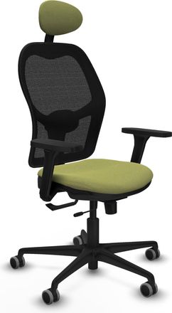 Piqueras y Crespo Ergonomischer B&uuml;rostuhl mit Lendenwirbelst&uuml;tze, verstellbare Arme, festes Kopfteil, ausgestattet mit Syncro/Traslack und Schaumstoff, Schwarz/Olivgr&uuml;n