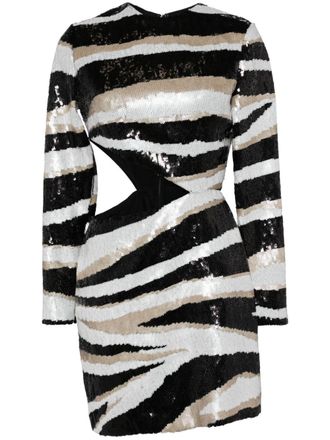 Elie Saab robe courte en soie à sequins - Noir