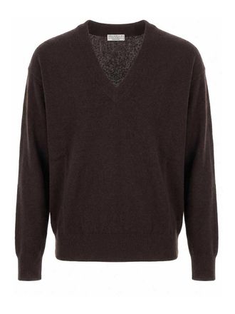 Brunello Cucinelli Pull Col Rond - Marron