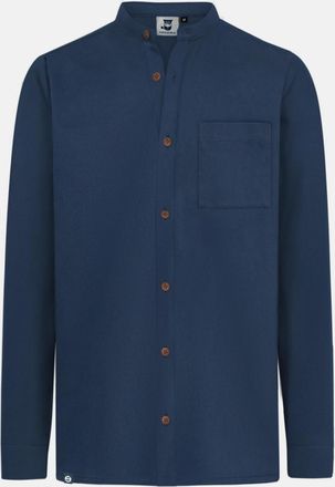 Hanseheld Stehkragen-Hemd Herren Navy-Blau Baumwolle GOTS