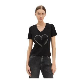 Fracomina T-shirt regular en jersey avec strass - Femme - Tops - Noir - Taille: 38 FR