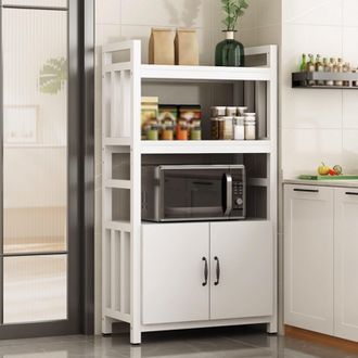 Generic K&uuml;chenschrank for Mikrowelle, H&ouml;henverstellbares B&auml;ckerregal in Wei&szlig; mit Offenen Regalen und Aufbewahrungsschr&auml;nken, for Wohnzimmer, Schlafzimmer, Bad