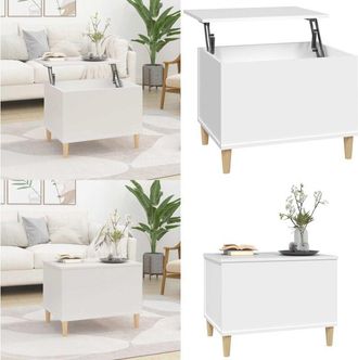 vidaXL Couchtisch Wei&szlig; 60x44,5x45 cm Holzwerkstoff - Holzwerkstoff - H&ouml;henverstellbar