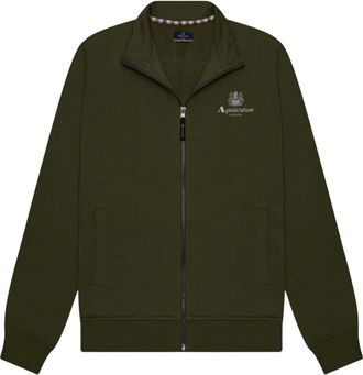 Aquascutum Fleecejacke f&uuml;r Herren, Stehkragen, Aktiv (Armee-Gr&uuml;n)