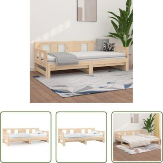 vidaXL Holzsofa - Tagesbett Ausziehbar Massivholz Kiefer 2x(90x190) cm