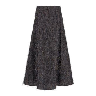 PESERICO Frayed Metallic A-Line Midi Skirt - - Skirts - Damen - Blau - XS