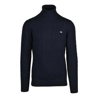 GANT Pull &agrave; col roul&eacute; torsad&eacute; - Homme - Pulls - Bleu - Taille: 2XL