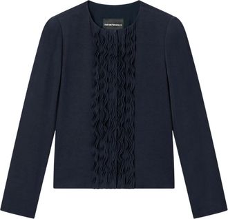 Emporio Armani Femme, Blouses et Chemises, Bleu, Taille: 42 FR Veste en twill d&eacute;lav&eacute; avec c&ocirc;t&eacute;s ajust&eacute;s