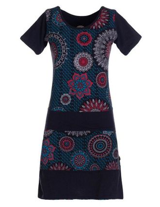 vishes Sommerkleid Kurzarm Damen Sommer-Kleid Mini-Kleid Tunika-Kleid T-Shirtkleid Guru, Hippie, Ethno Style