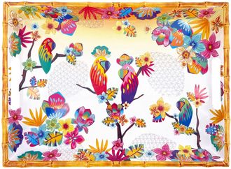 Les Jardins de la Comtesse Großes Serviertablett, rechteckig, mit Griffen aus Melamin - Bahiapapageien - 50 cm - mehrfarbig - Geschirr nahezu unzerbrechlich MelARTmine